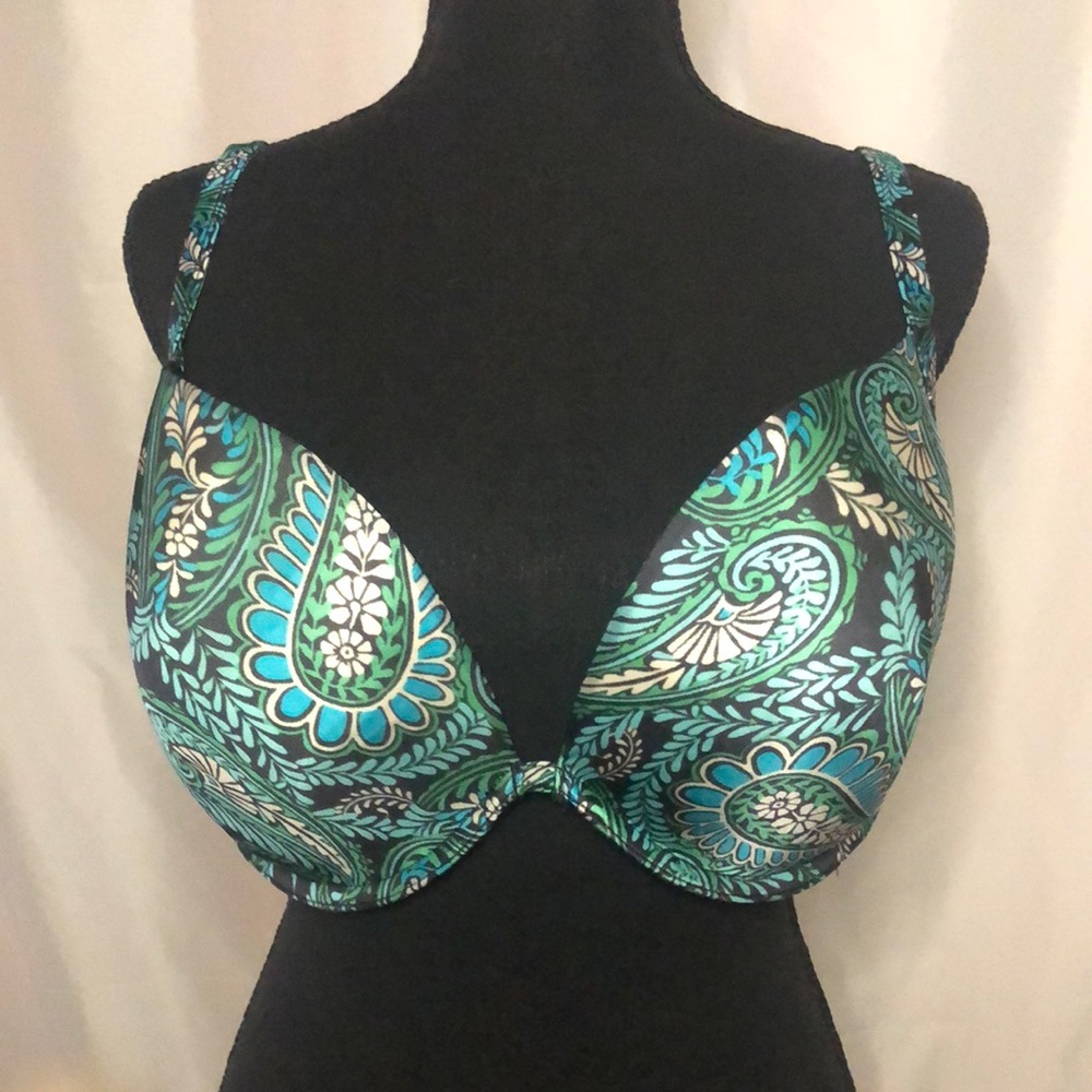 Cacique Turquoise Floral Print Design Padded Bra With… - Gem